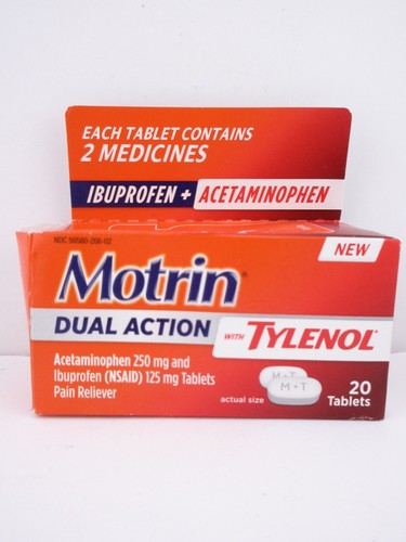 Motrin Dual Action w/ Tylenol, 250 mg/ 125 mg *READ MORE* 20 Tablets ...