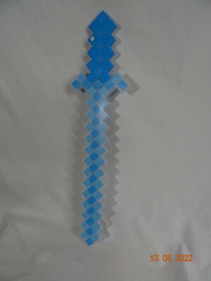 Minecraft Blue Diamond Pixel Light up Sword 24" Flashes Multiple Light ...