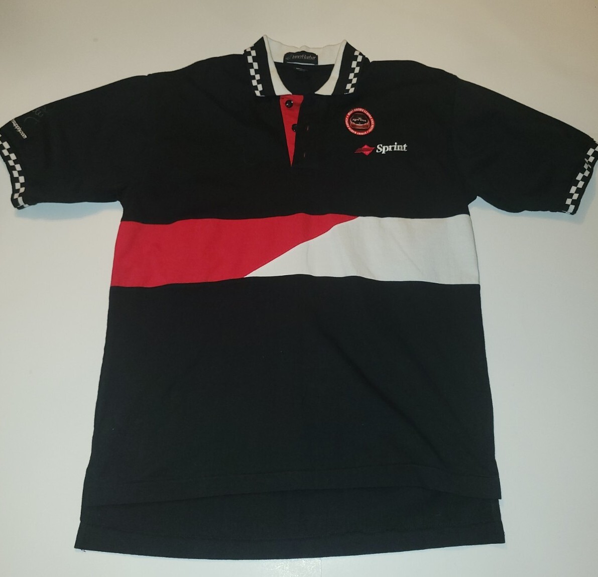 VTG 90s Sprint Sz M White Red Black Checkered Polo Shirt NEW Petty ...