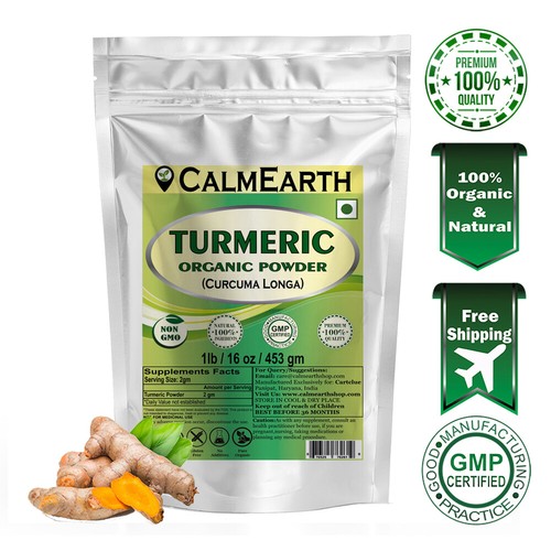 Calm Earth Turmeric Organic Herbal Powder 100% Pure CURCUMA LONGA Haldi ...