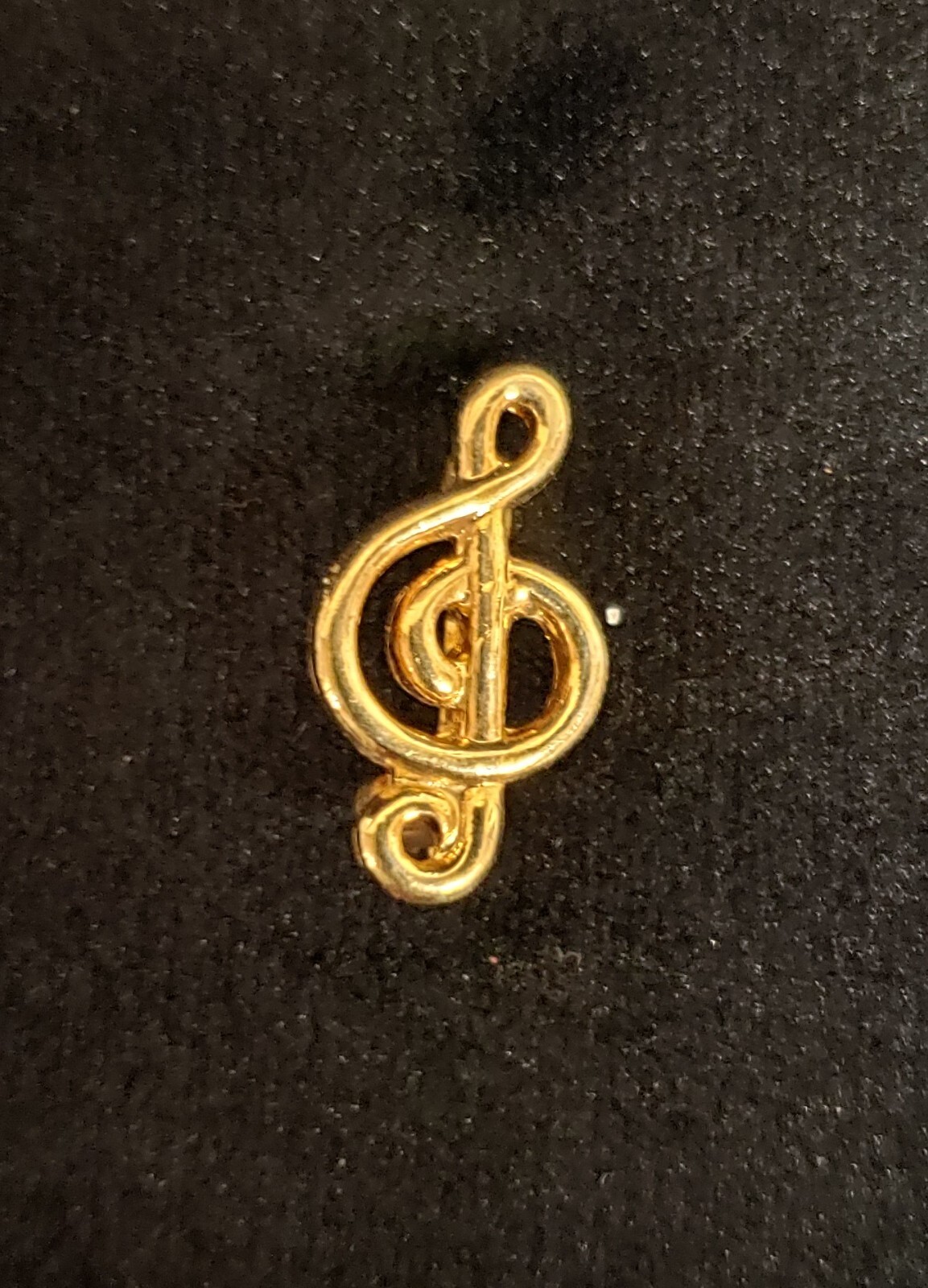 Vintage Gold Toned Small Treble Clef Pin - Gem