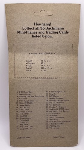 BACHMANN Mini-Planes 76 - Unpunched -Hawker Hurricane | eBay