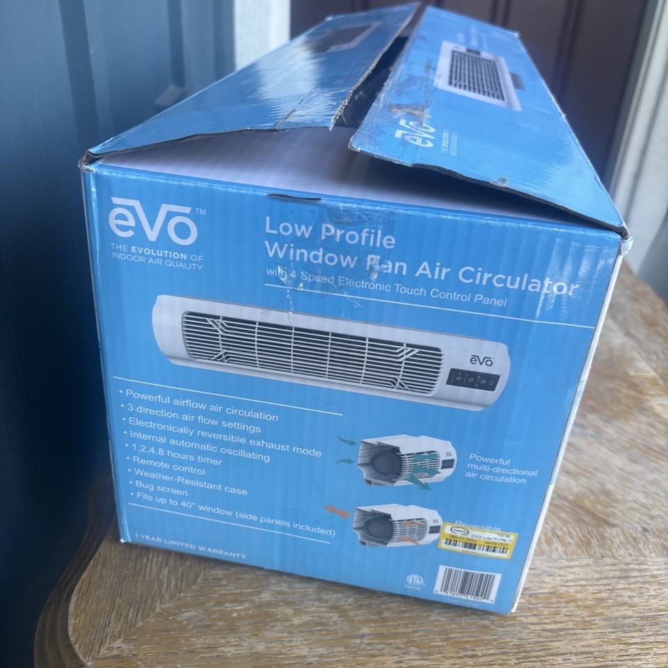 NEW EVO Low Profile Oscillating Window Fan Air Circulator 4-Speed ...