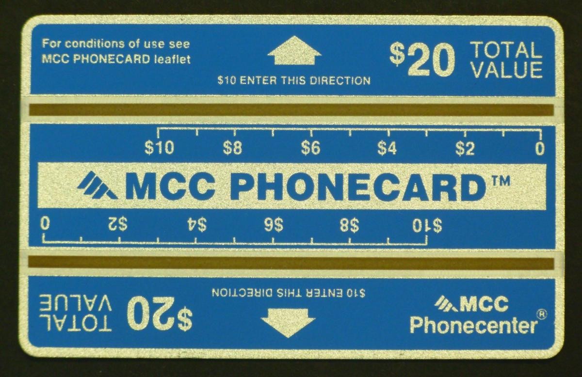 $20. MCC Phonecard (Landis & Gyr Optical Stripes) 2mm Band (#608A ...