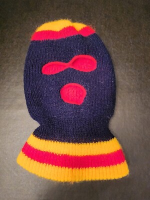 Vintage Knit Ski Mask 3 Hole Robber Knit Balaclava Full Face 70s 80s ...
