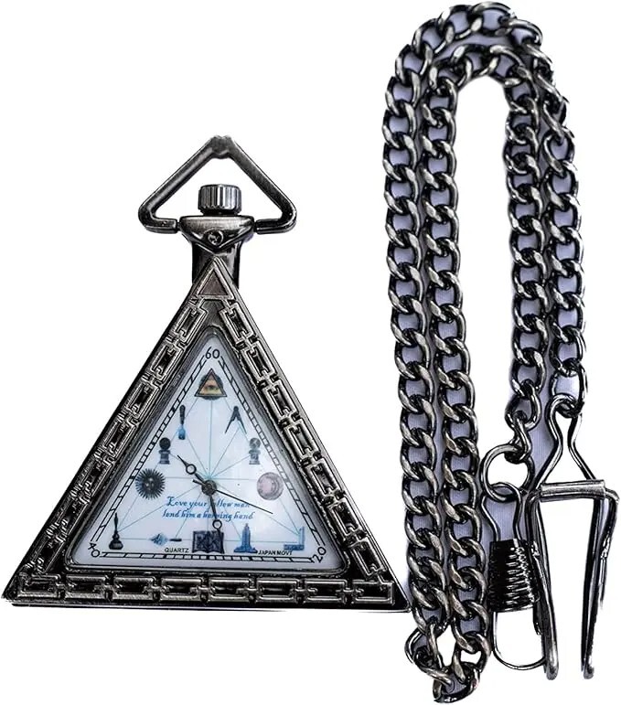 Men's Quartz Triangle Masonic Pocket Watch with box| Masonic Pocket ...