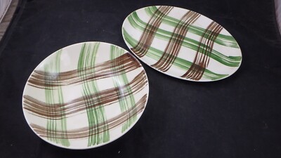 Original Hand-painted Stetson Heather Plaid ~Hand Glazed Serving Bowl ...
