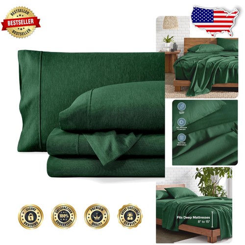 Heathered Forest Green Full XL Sheet Set - Lightweight All-Season ...