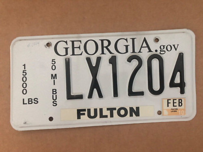 2010 GEORGIA License Plate LX1204 Fulton 15000 lbs 50 Mi Bus | eBay