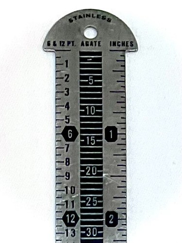 VINTAGE TYPESET RULER, STAINLESS STEEL LETTERPRESS TYPE L.A. TYPE ...