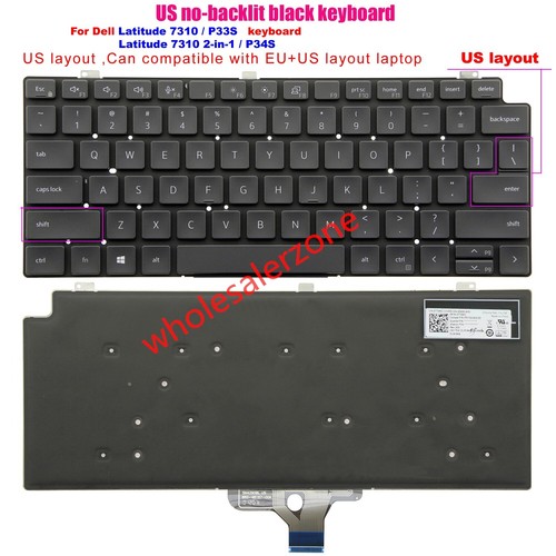 New US No-Backlit Keyboard For Dell Latitude 7310 P33S / 7310 2-in-1 ...