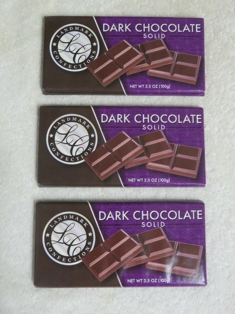 6 Solid Dark Chocolate Bars 3.5 Oz Each by Landmark Confections for ...
