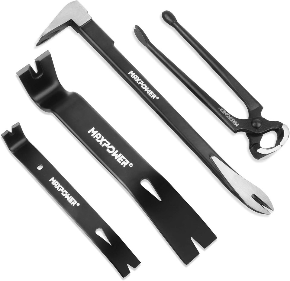4-Piece Pry Bar Set: Durable Alloy Steel for Precision Prying & Nail ...