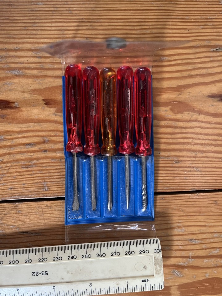Vintage W. Germany mini screwdrivers set in plastic pouch, 5 pc, 10 cm ...