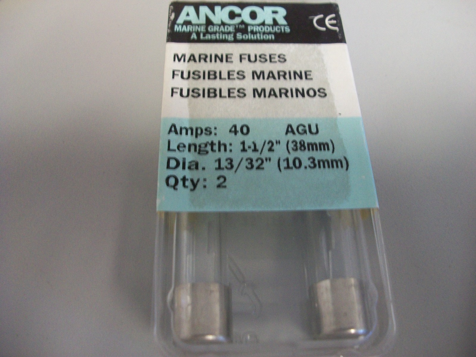 NOS PAIR (2) ANCOR MARINE 1 1/2" LONG X 13/32" DIA 40 AMP FUSES 603400 ...
