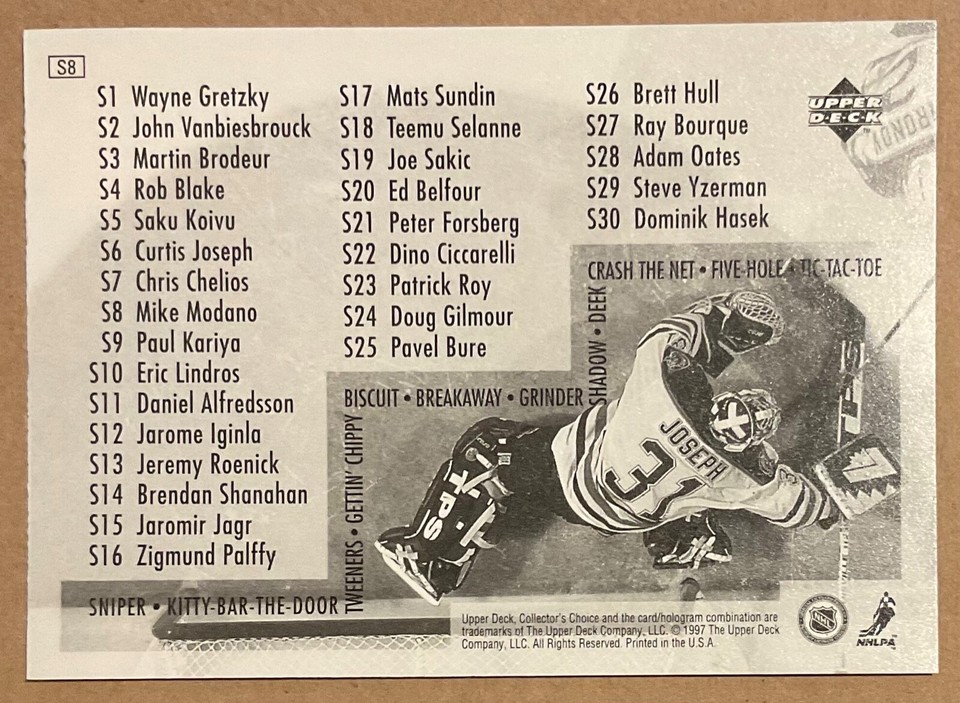 1997-98 MIKE MODANO UPPER DECK COLLECTOR’S CHOICE STICK UM’S INSERT #S8 ...