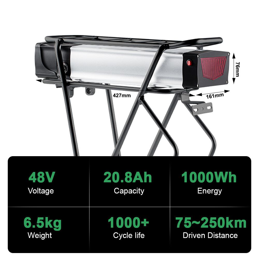 48V Lithium Battery Rear Rack Ebike Battery 48V 20Ah Electric Bike ...