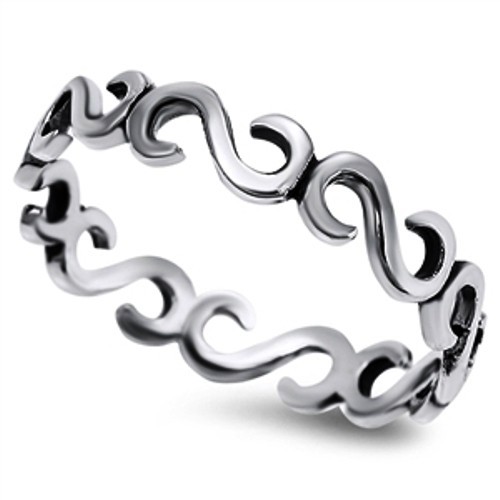 Sterling Silver Letter S Link Band Fashion Ring NEW | eBay