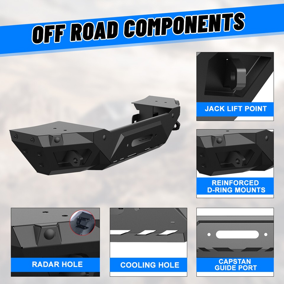 For 2021 2022 2023 Ford Bronco 4 in 1 Modular Front Bumper Side Wing ...