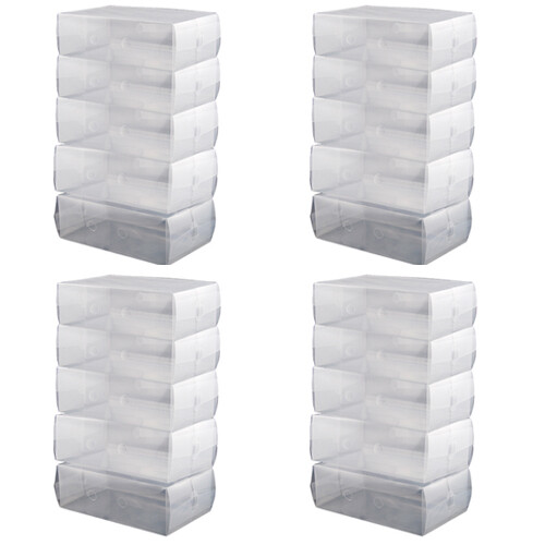 Heavy Duty Mens Stackable Foldable Plastic Shoe Storage Boxes Organizer ...