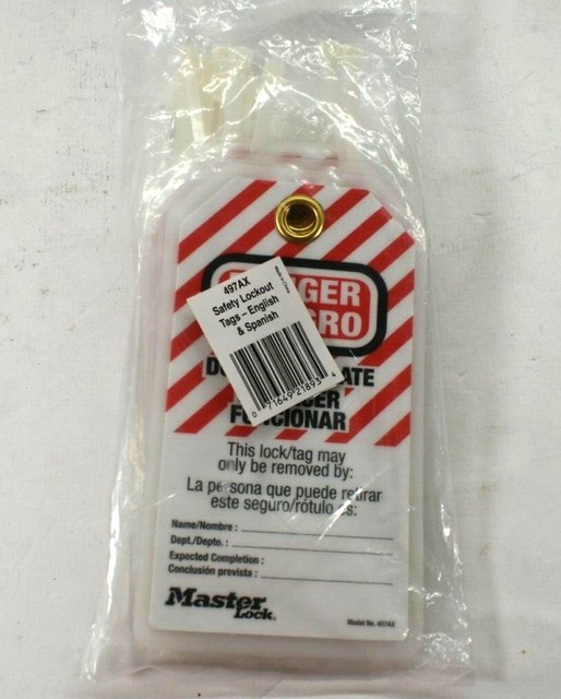 744 Master Lock Safety Lockout Tags English Spanish Business OSHA 497AX ...