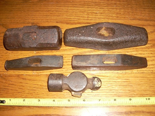 Vintage Lot of 5 Blacksmith hammer heads Cross Peen - Sledge Ball Peen ...
