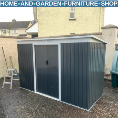 9x6 ft Metal Garden Shed Outdoor Storage Hut with Tilted Roof ...