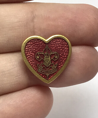 Vintage Be Prepared Red Enamel Heart Life Ranked Boy Scout Collectible ...