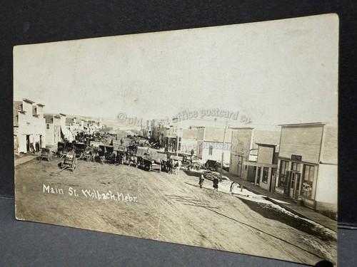 Wolbach, Nebraska-Main Street Scene-Wagons-Stores c1909 RPPC Real Photo ...