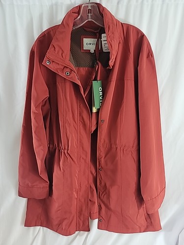 Orvis Travel Rain Jacket Women XL Spice Lightweight Hooded Full Zip ...