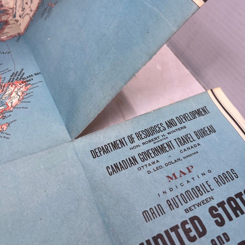 1950 Main Automobile Routes Between United States and Canada Fold Out ...