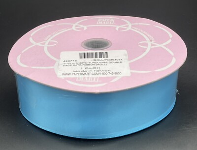 PAPER MART 1-1/2 x 50 yd Turquoise Double Face Satin Ribbon (Roll) NEW ...
