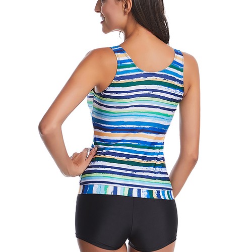 Neck Wide Straps Striped Fit Lady Bathing Suit For Pool Beach (Lake ...