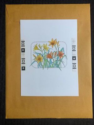 A GET WELL NOTE Orange & Yellow Flowers 6x9" Greeting Card Art #C9592 w ...