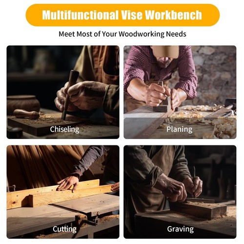 Woodworking Bench Vise Hard Wood Vise For Workbench With 4 Bench Dogs ...