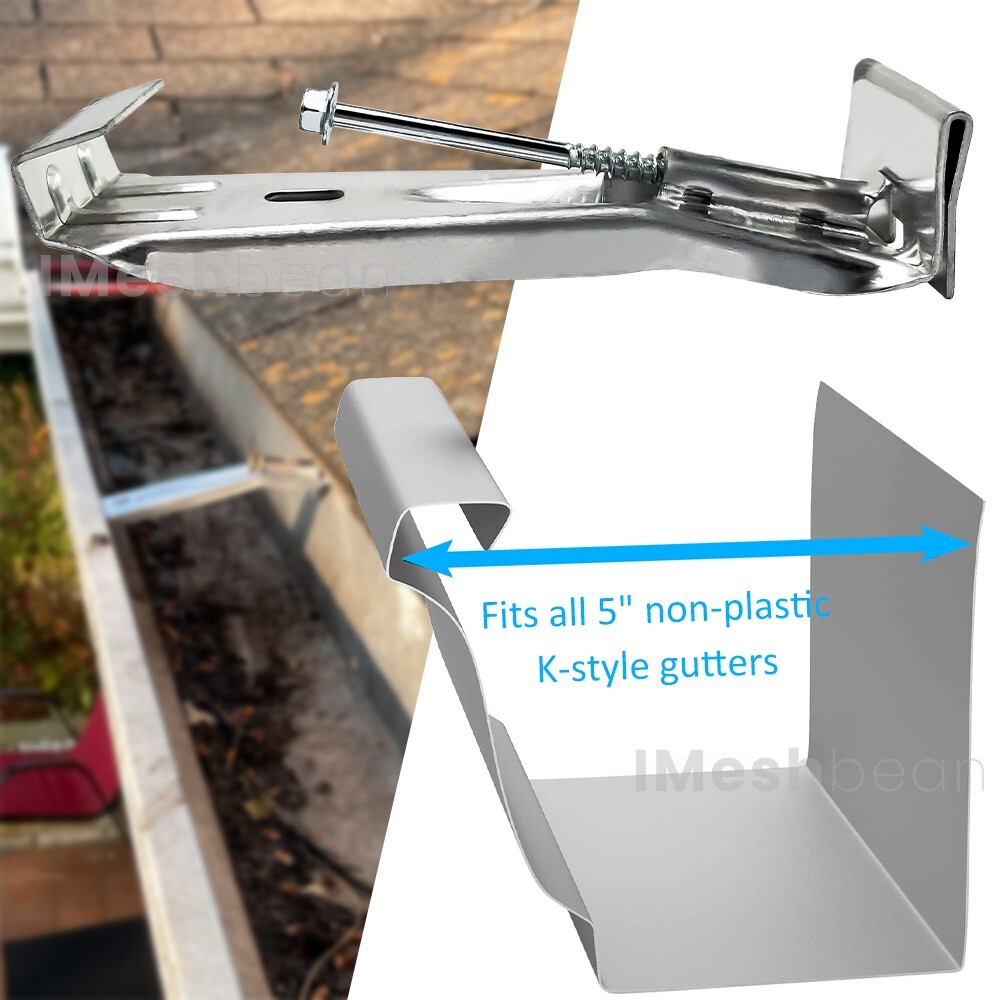 Gutter Brackets Hangers Quick Screw 5 Inch Aluminum Hidden Rain Gutter