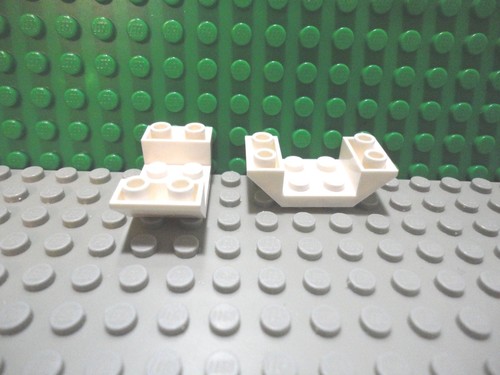 Lego 2 White 4x2 Double Inverted brick block Slopes with cut out NEW | eBay