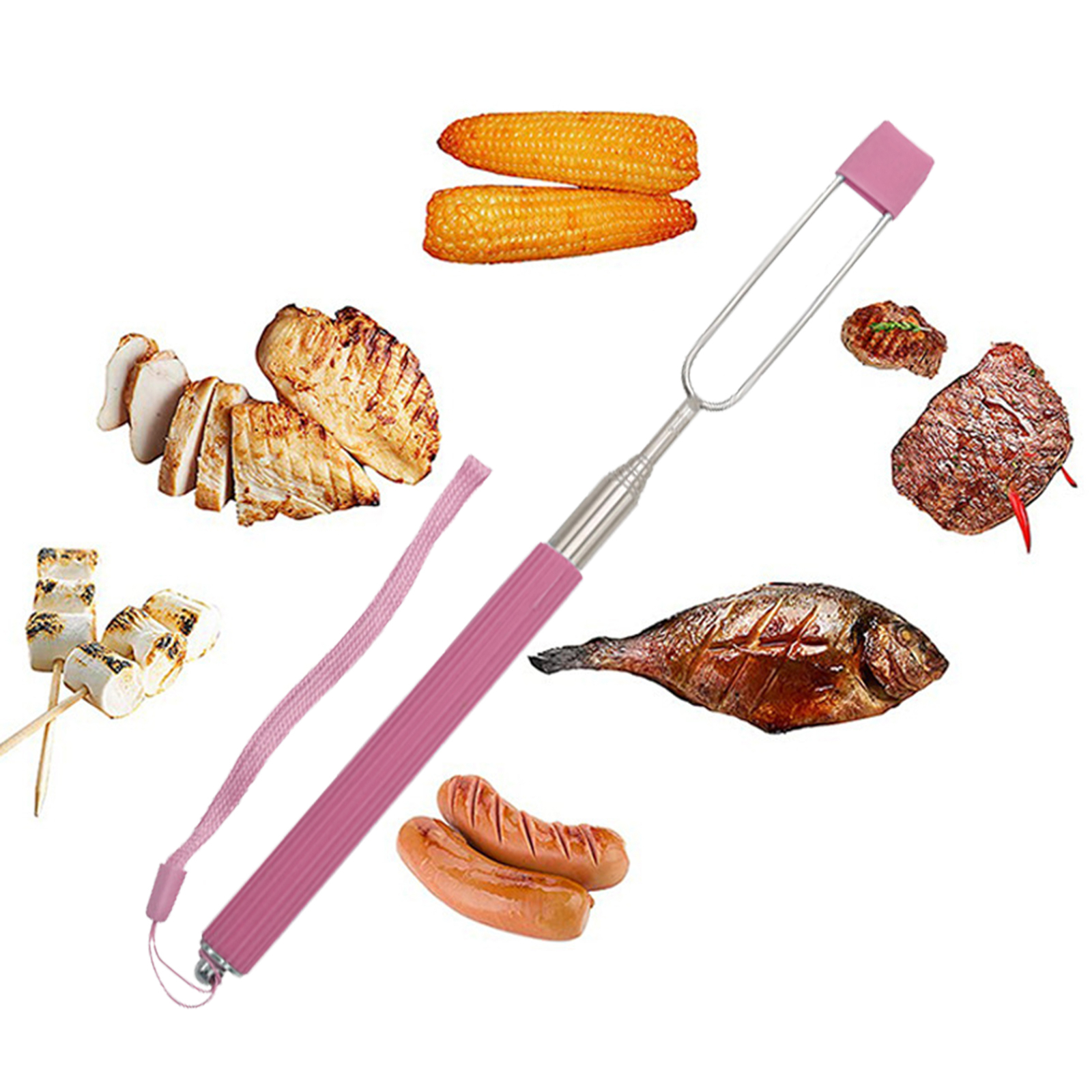 Roasting Fork Anti-scald Bbq Tool Campfire Hot Dog Roasting Fork U ...