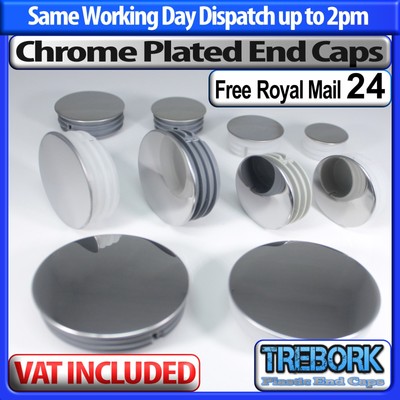 Round Chrome Plated Plastic End Caps Blanking Plugs Tube Pipe Inserts ...