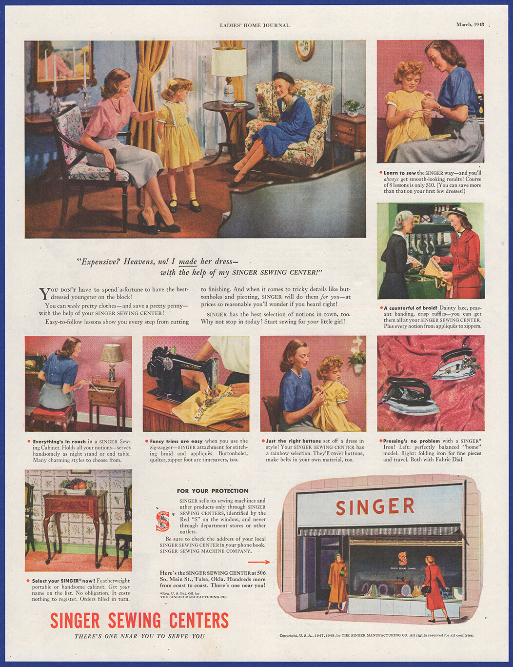 Vintage 1948 SINGER Sewing Centers Stores Sewing Machines 1940's Print ...
