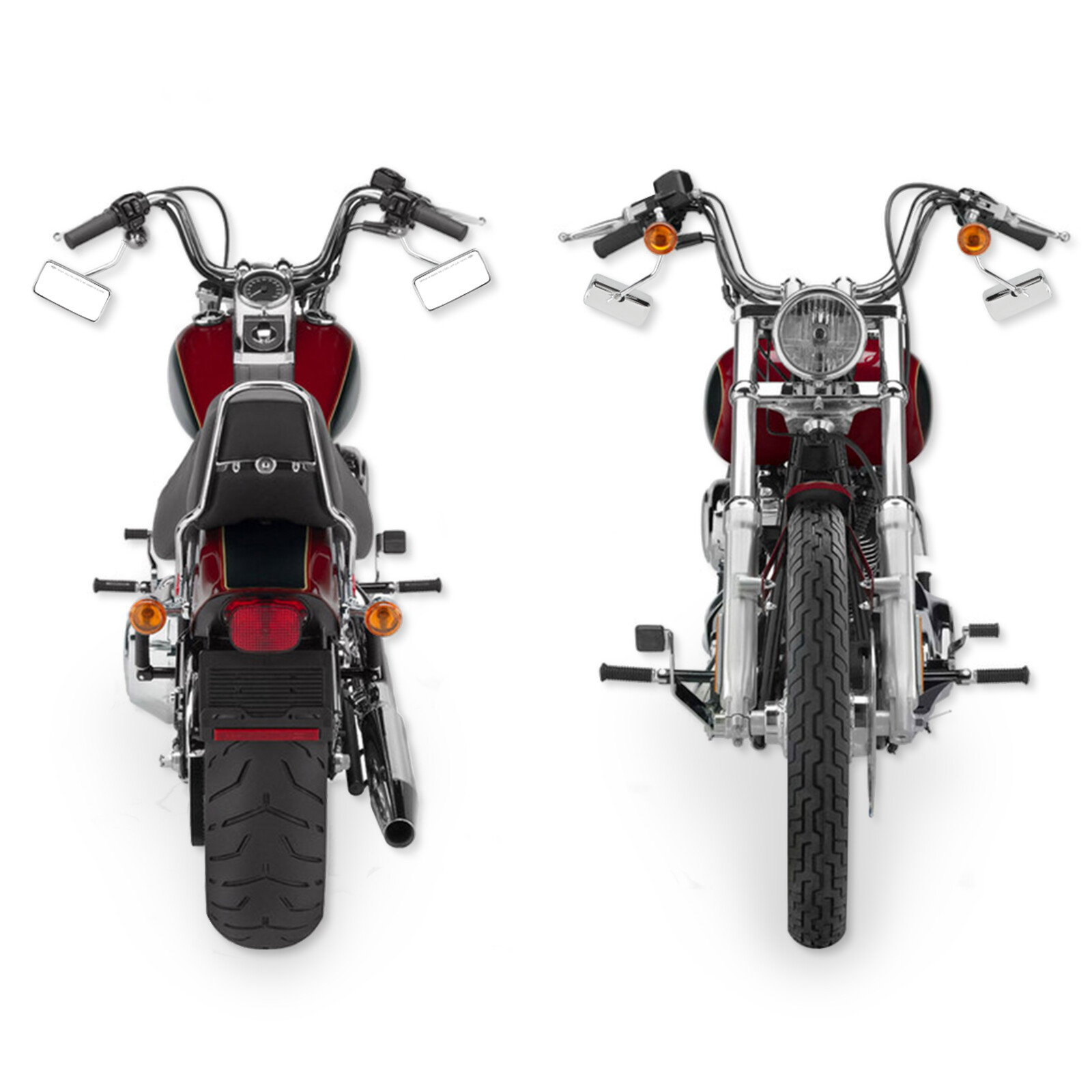 Chrome Rectangle Motorcycle Rear View Mirrors For Harley Fatboy Bobber ...