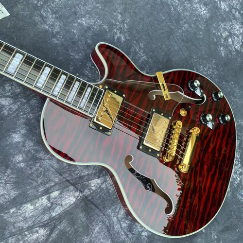 Semi Hollow Body Electric Guitar AAA Flame Maple Top Professional ...