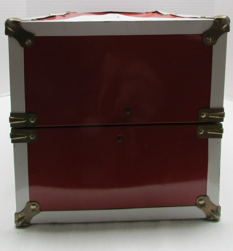 1950's Vintage Red Metal Latch Hinged Doll Trunk Wardrobe 18"x8"x8" | eBay