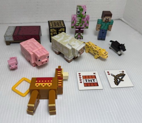 Lot Of Minecraft Mojang Toy Blocks Action Figure Steve Animals | eBay