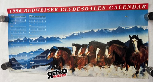 BUDWEISER BEER - CLYDESDALE HORSES 1996 CALENDAR POSTER 26.25x17.25” | eBay