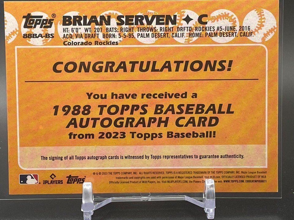 2023 Topps Series 1 - 1988 Topps Baseball Autographs #88BA-BS Brian ...