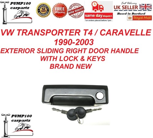 VW TRANSPORTER T4 DOOR HANDLE SLIDING 1990-2003 OUTER WITH LOCK & KEYS ...
