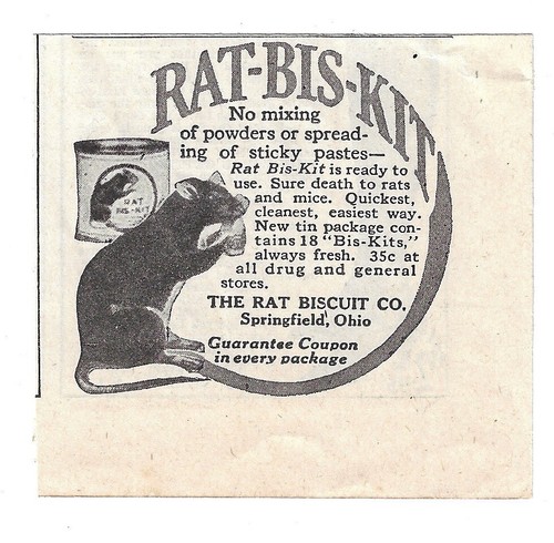 Rat Biscuit Print Ad Vintage Pest Control Advertising Springfield OH ...
