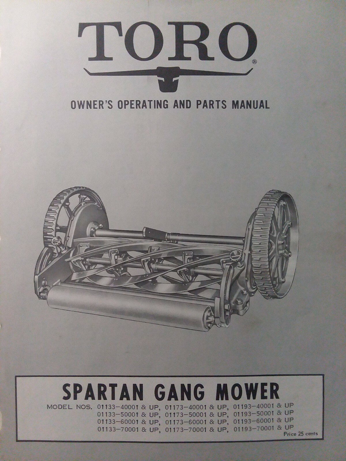 TORO SPARTAN Gang Reel Mower Bullet Tractor Implement Owner & Parts ...