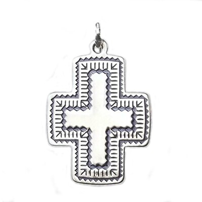 Western Santa Fe Style Cross 925 Sterling Silver Charm Pendant MADE IN ...